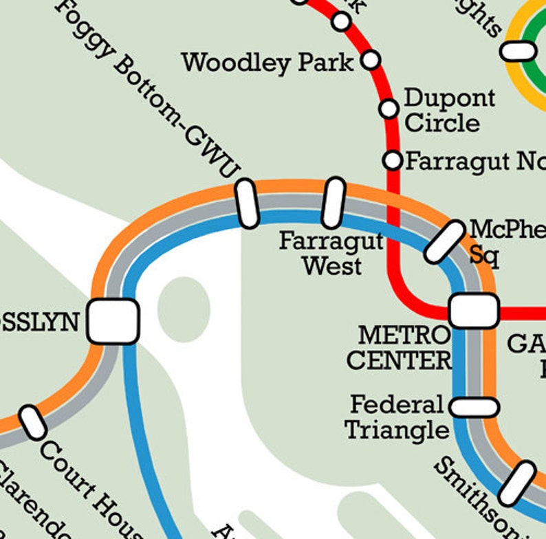 Washington Metro Subway Style Map Art Print - Etsy