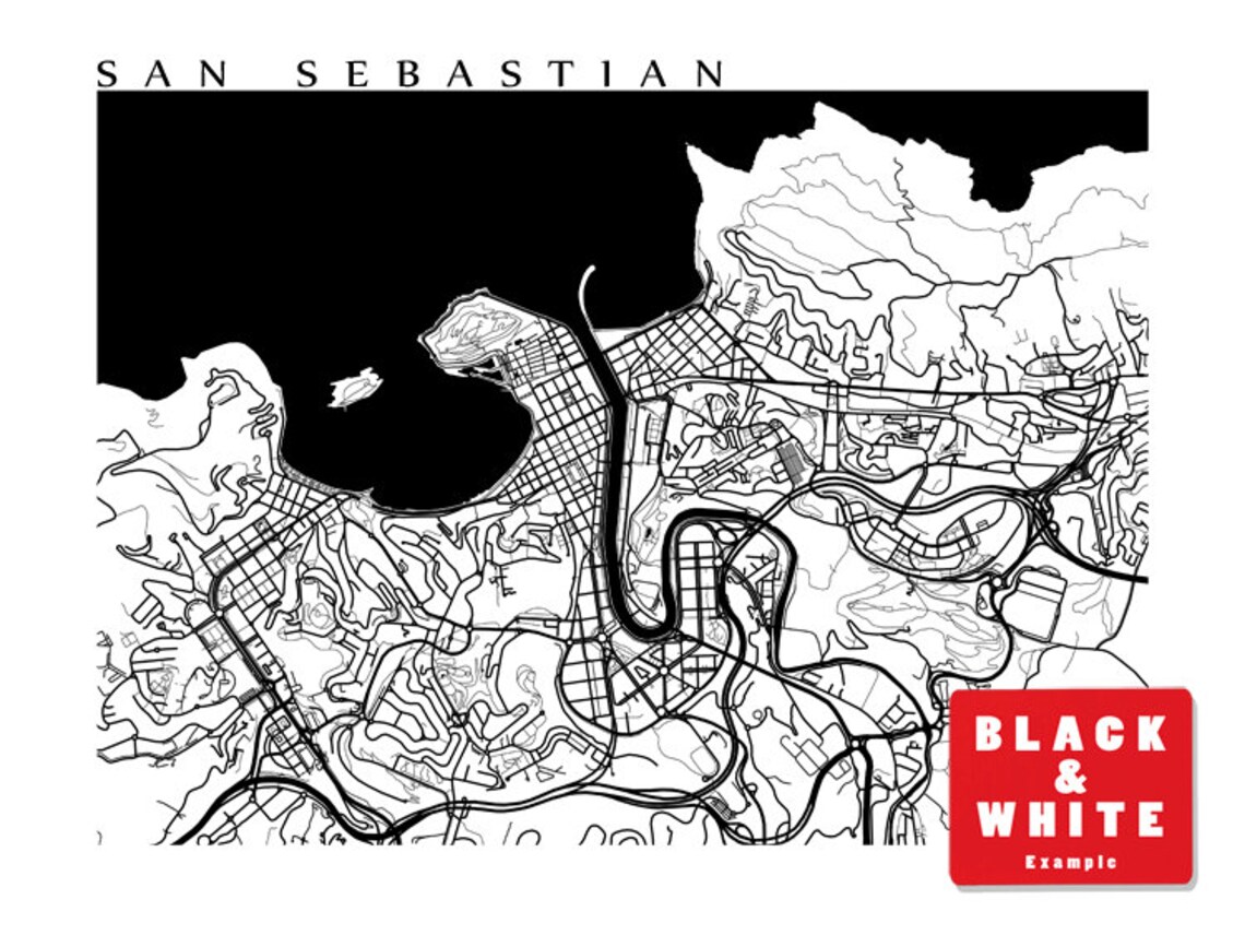 San Sebastian Map - Donostia, Basque County Spain Art Print - Etsy