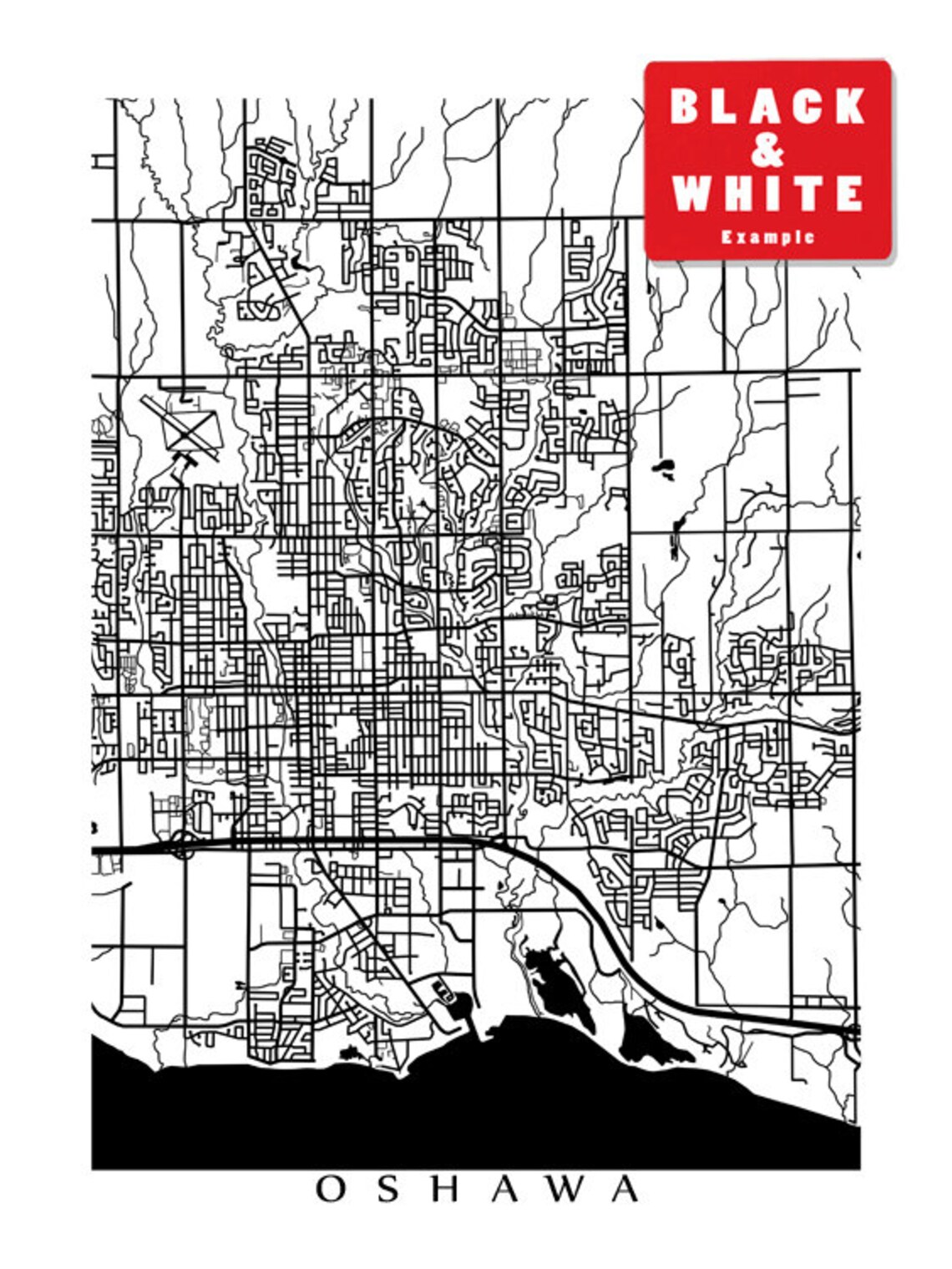 Oshawa Ontario Map Print - Etsy