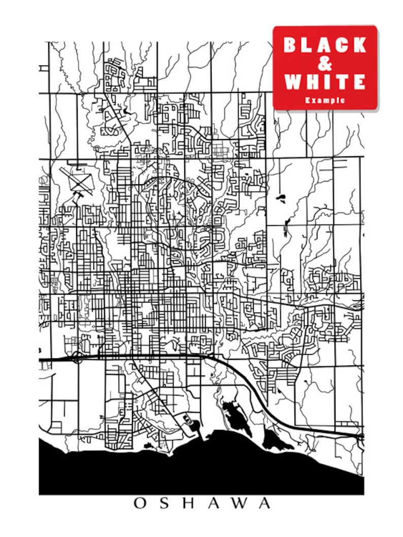 Oshawa Ontario Map Print - Etsy