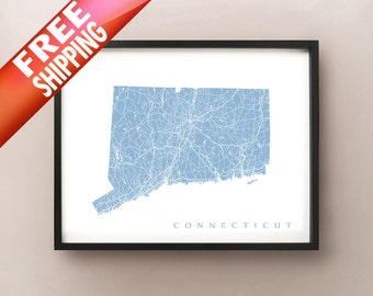 Connecticut State Map Print of an 1855 Map on Parchment Paper - Etsy