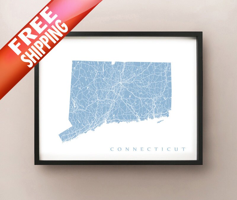 Connecticut State Map Print | Etsy