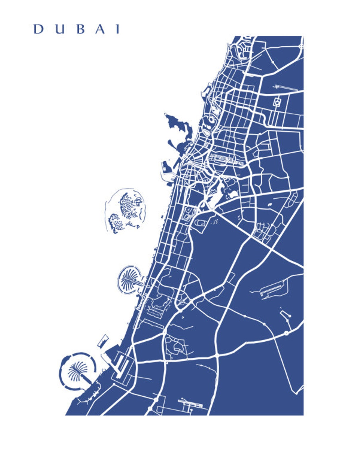 Dubai Map Art Print United Arab Emirates Poster | Etsy