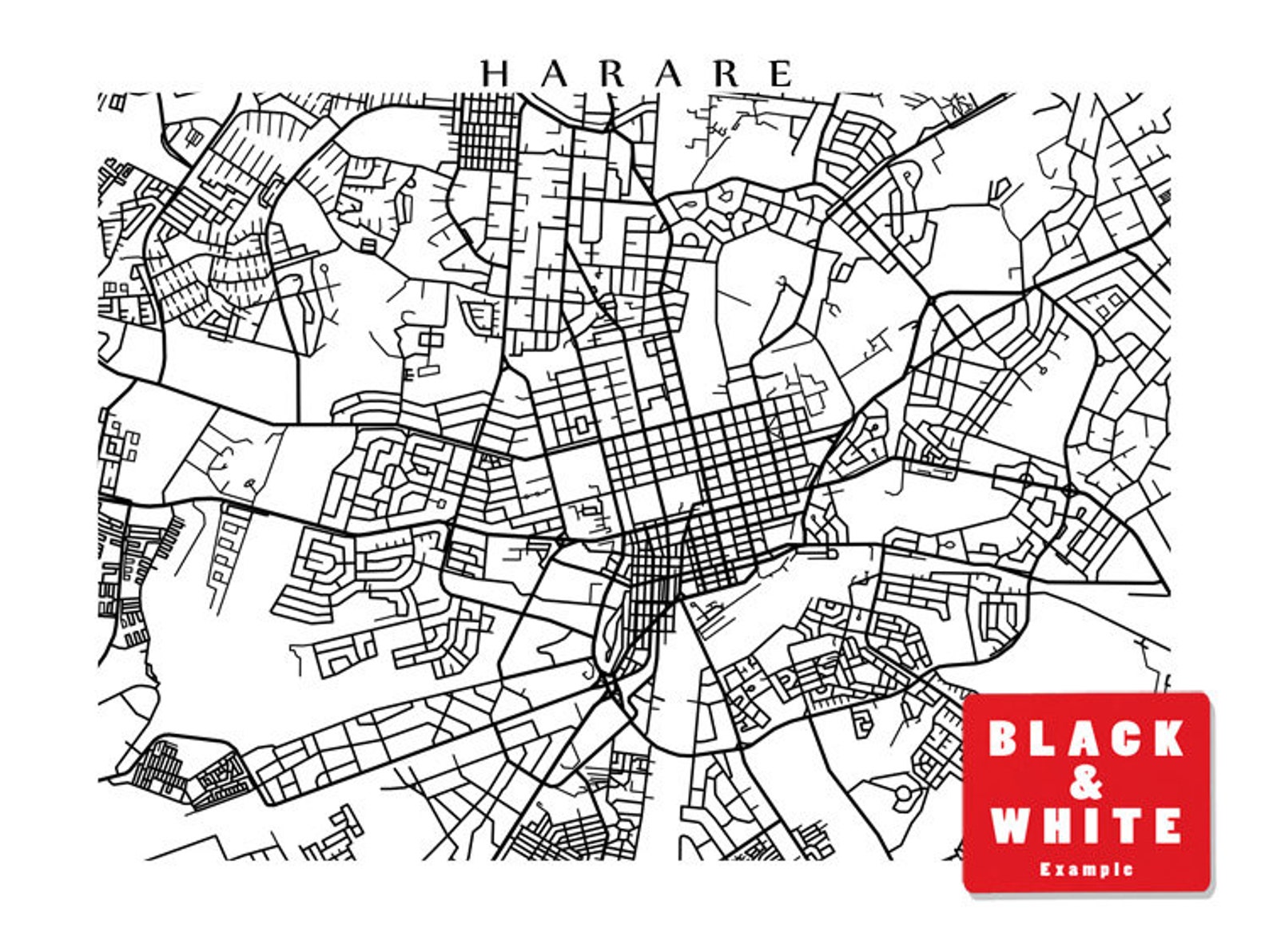 Harare Map Print Zimbabwe Poster - Etsy