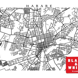 Harare Map Print - Zimbabwe Poster - Etsy