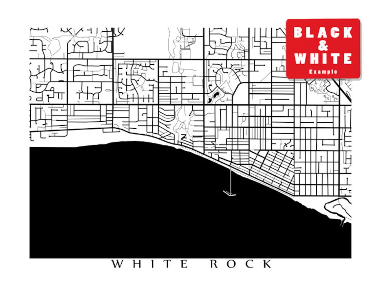 White Rock BC Map Poster Print Metro Vancouver Canada - Etsy