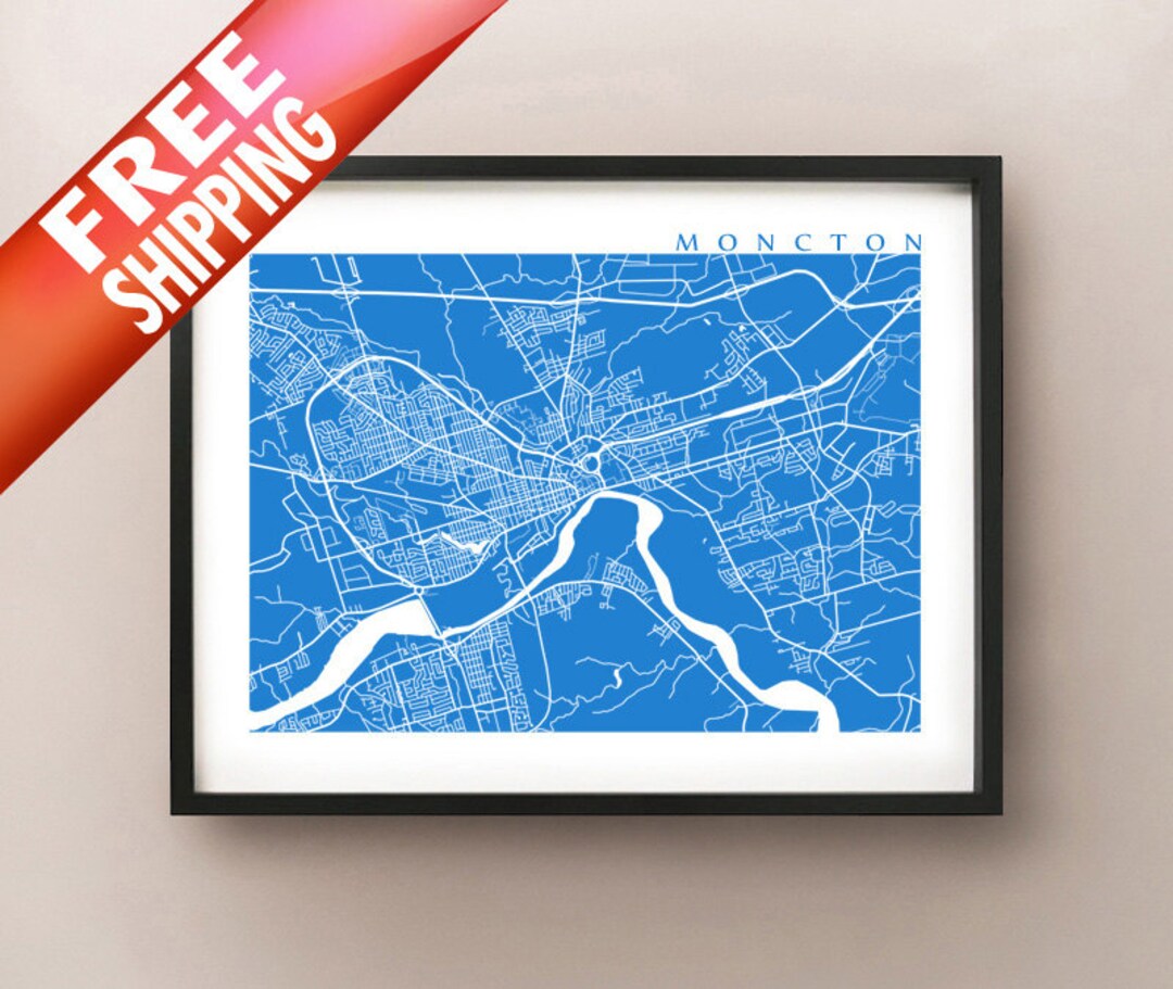 Moncton Map - New Brunswick Art Poster - Etsy