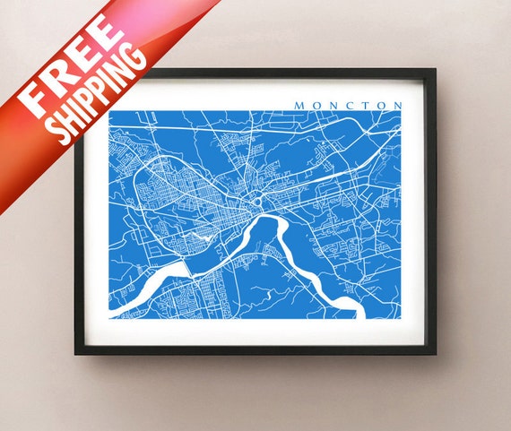 Moncton Map New Brunswick Art Poster | Etsy
