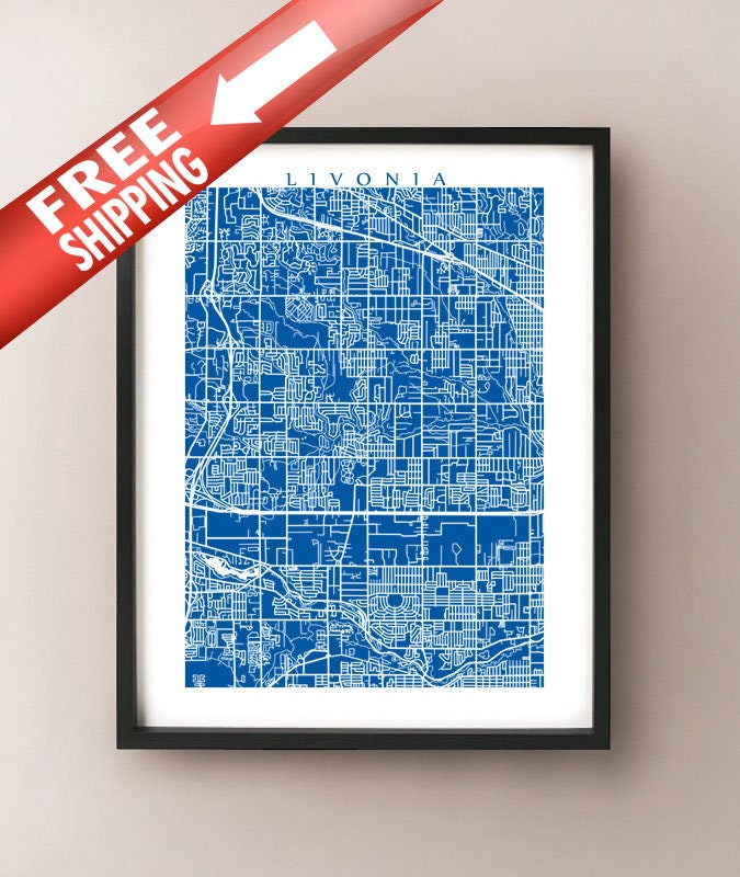Livonia, MI Map - Michigan Poster - Etsy