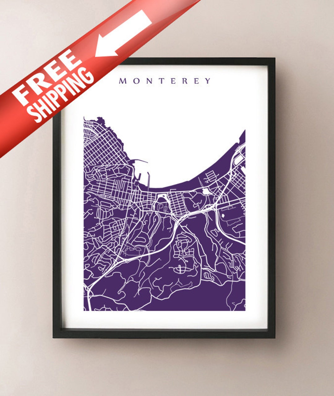 Monterey Map Print - California Poster - Etsy