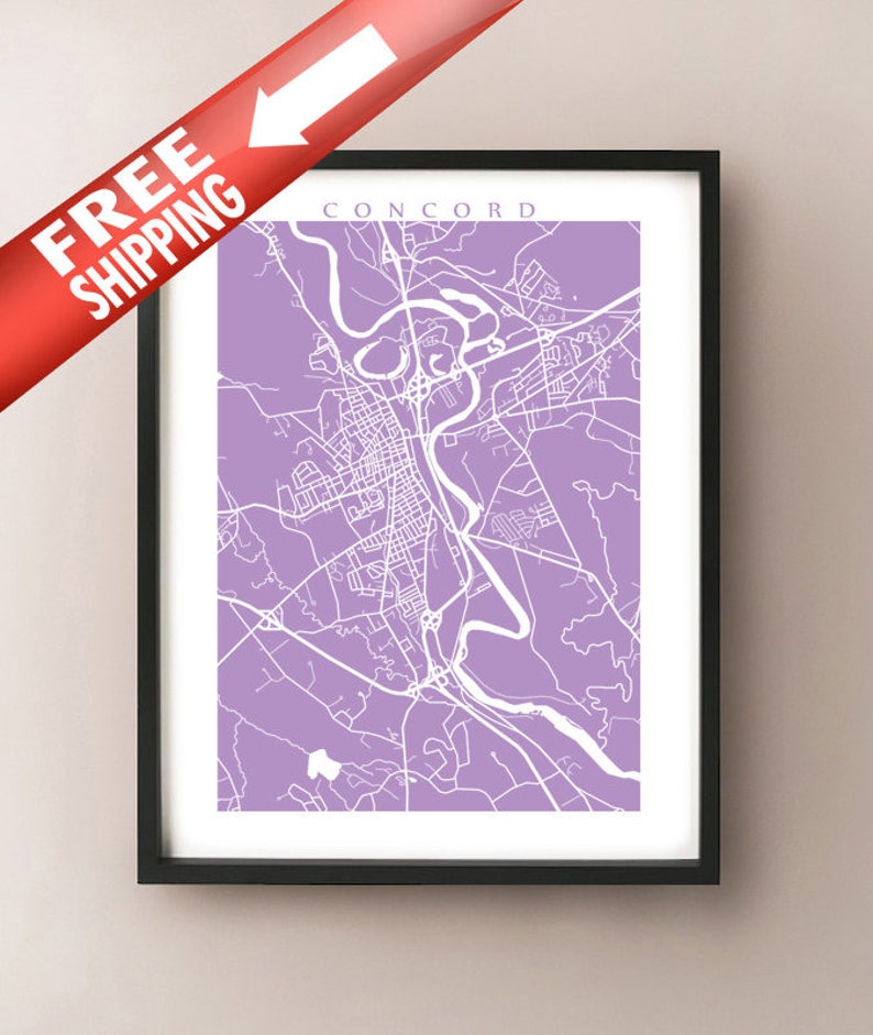 Concord NH Map Print New Hampshire Poster | Etsy