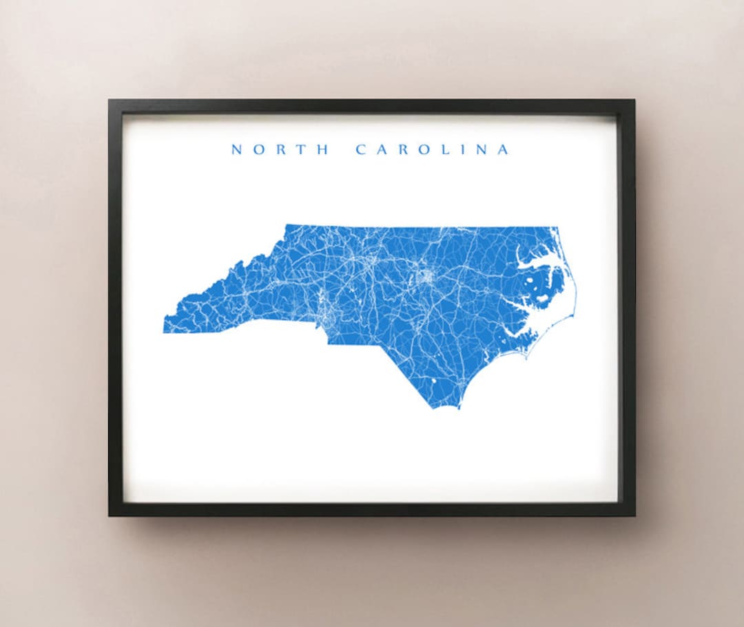 North Carolina Map Print - Etsy