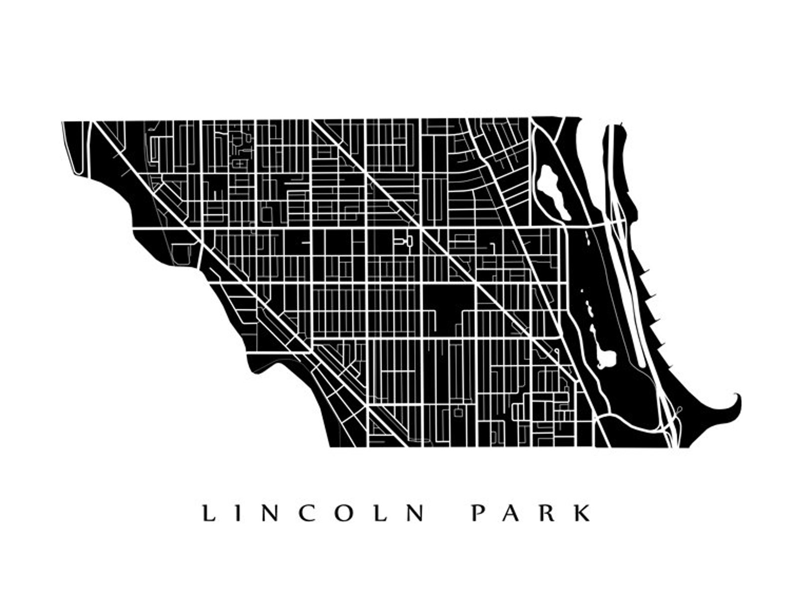 Lincoln Park Map Chicago Neighbourhood Art Print | Etsy