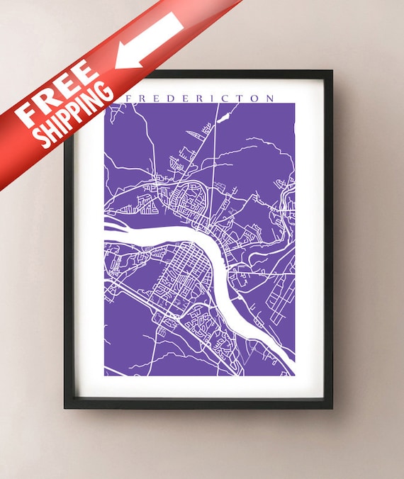 Fredericton Map New Brunswick Art Poster | Etsy