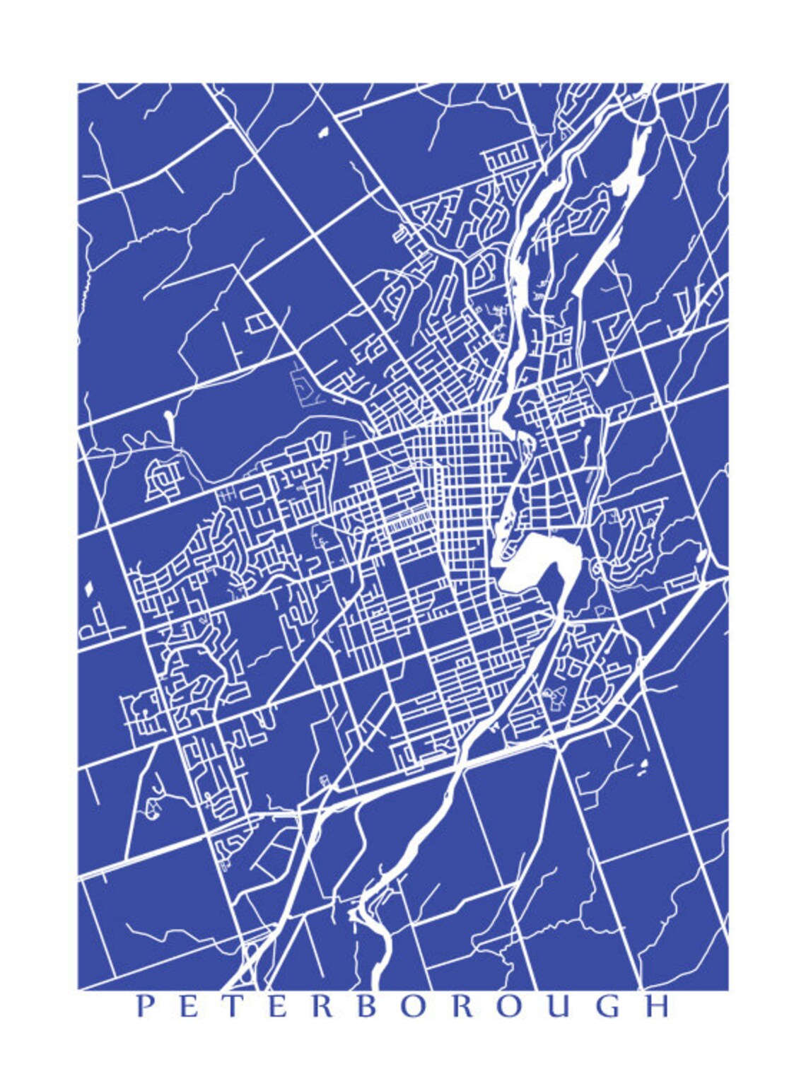 Peterborough Map Ontario Poster Art | Etsy