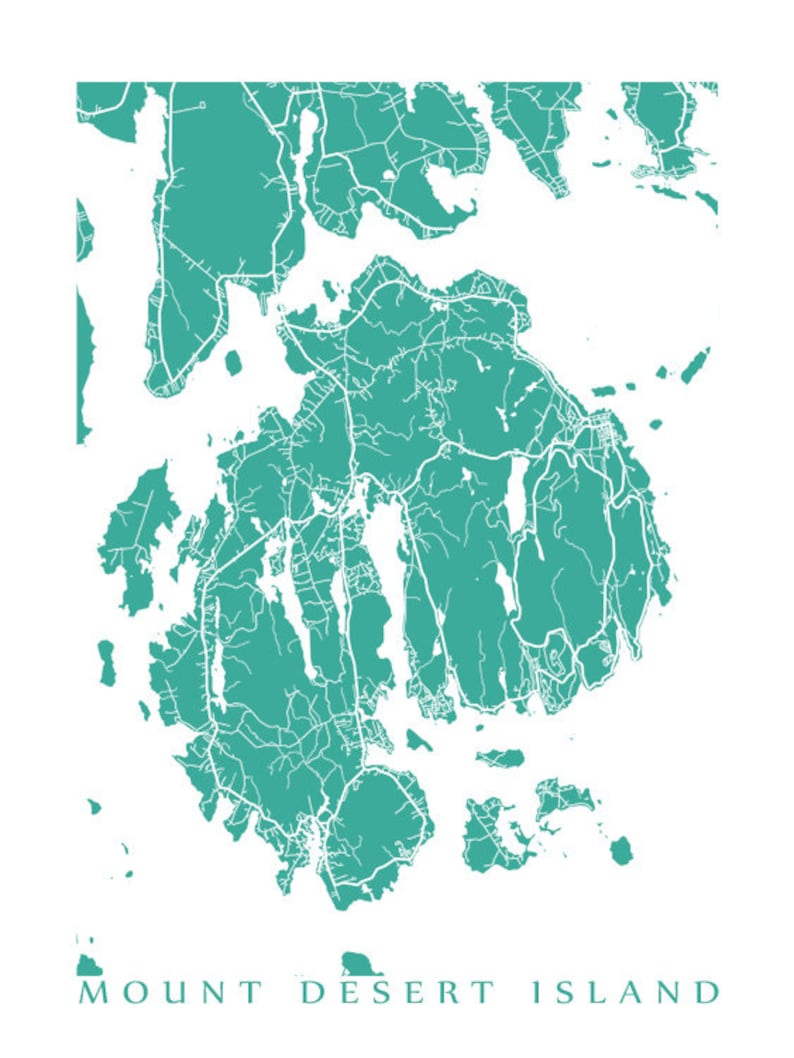 Mount Desert Island Maine Map Print FREE SHIPPING - Etsy