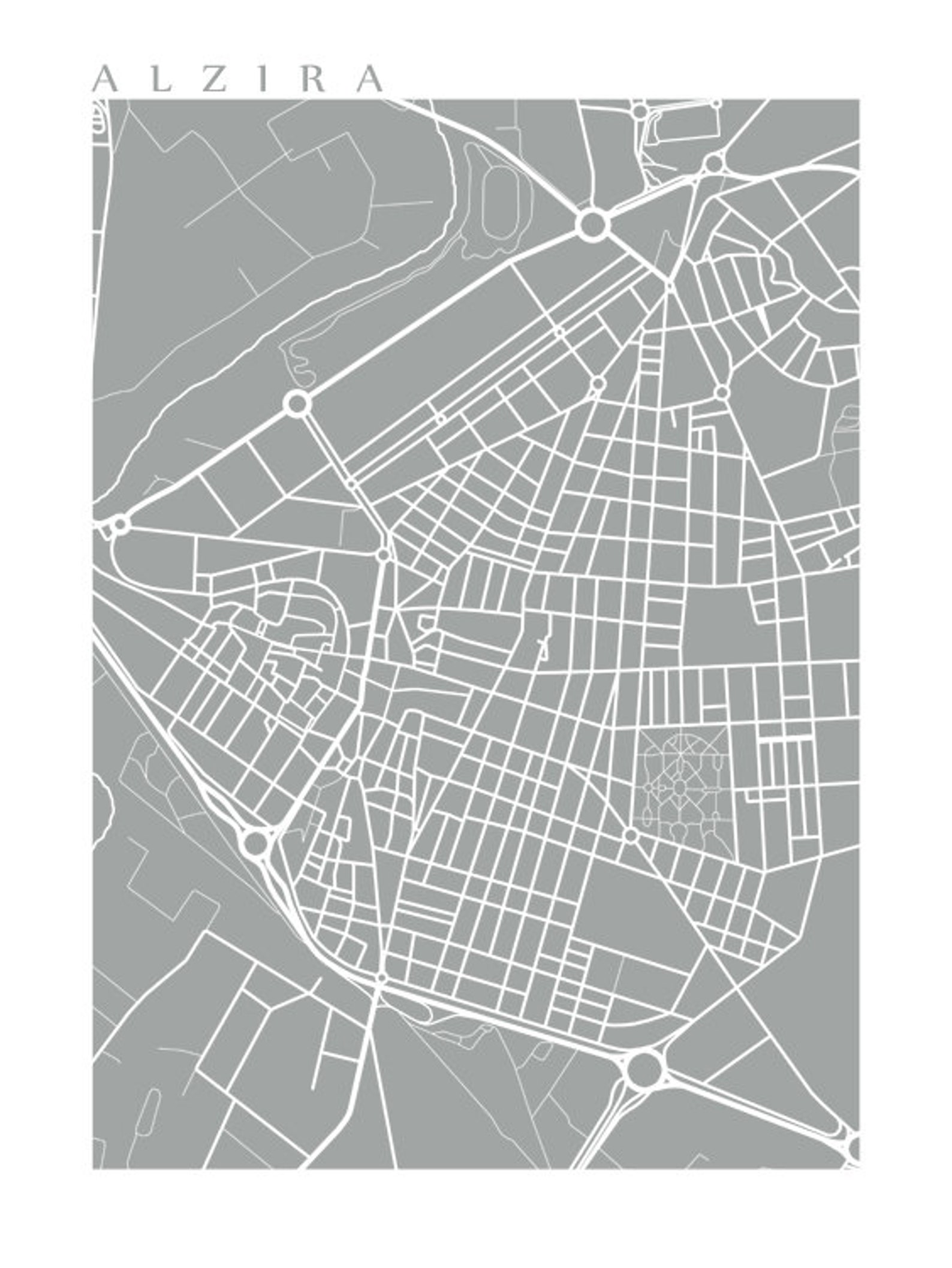 Alzira Map - Spain Art Print - Etsy