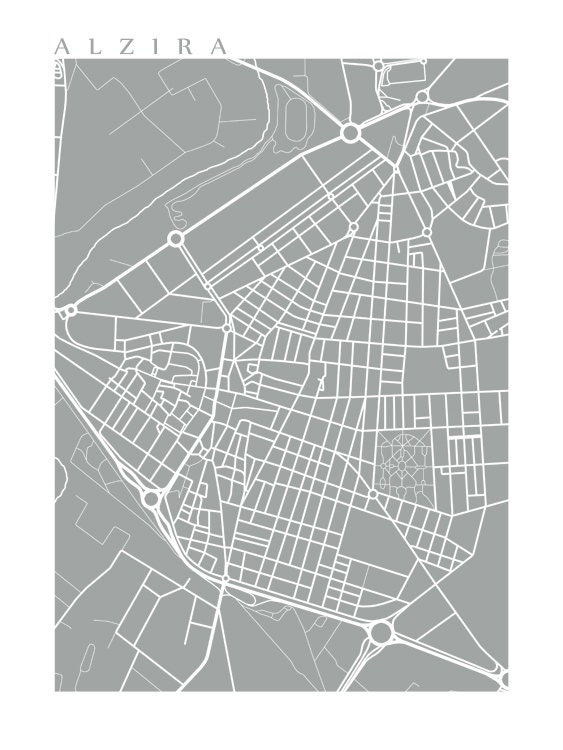 Alzira Map - Spain Art Print - Etsy