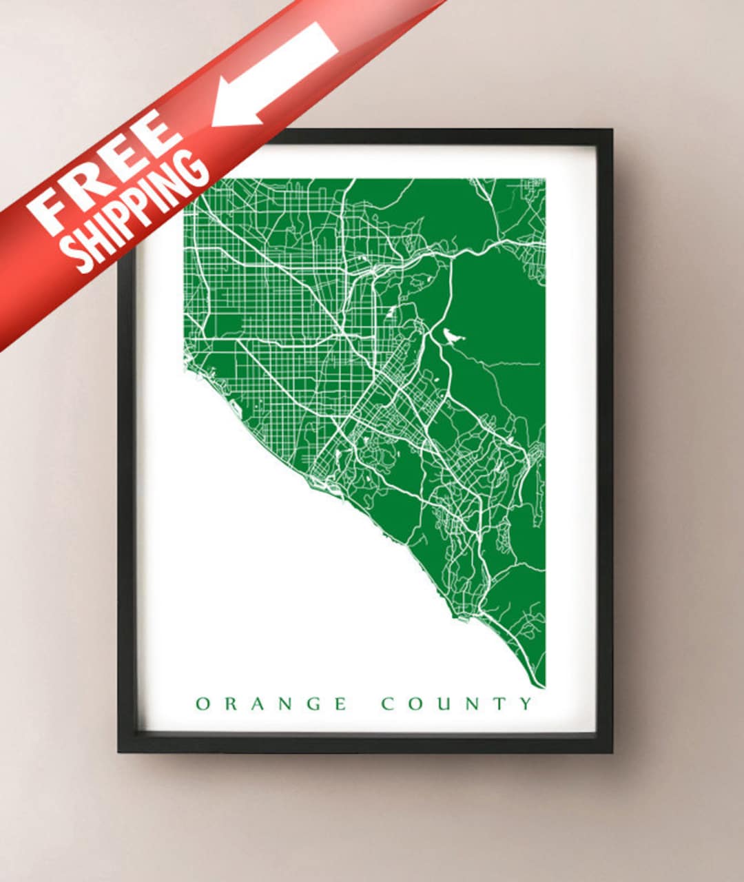 Orange County Map Art Poster Print - Choose Your Color - Anaheim ...