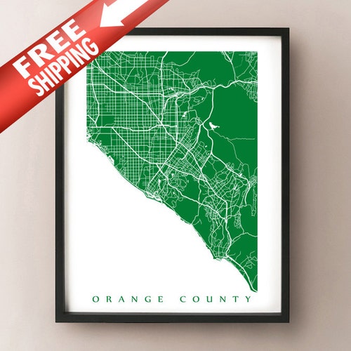 Orange County Map Art Poster Print Black and White - Etsy