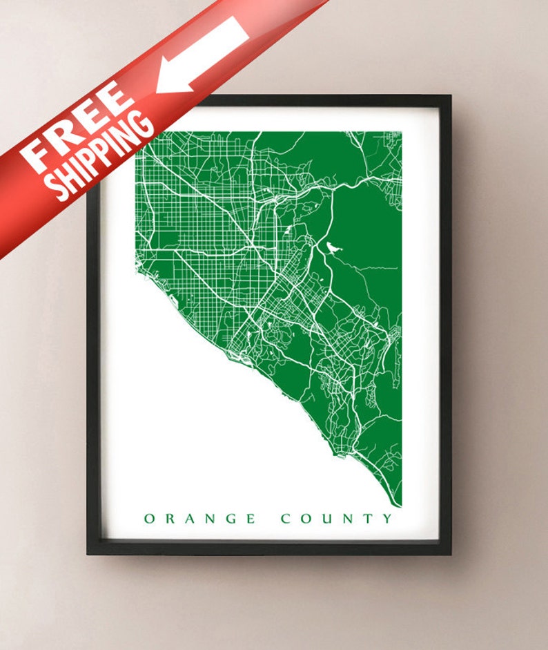 Orange County Map Art Poster Print - Choose Your Color - Anaheim ...
