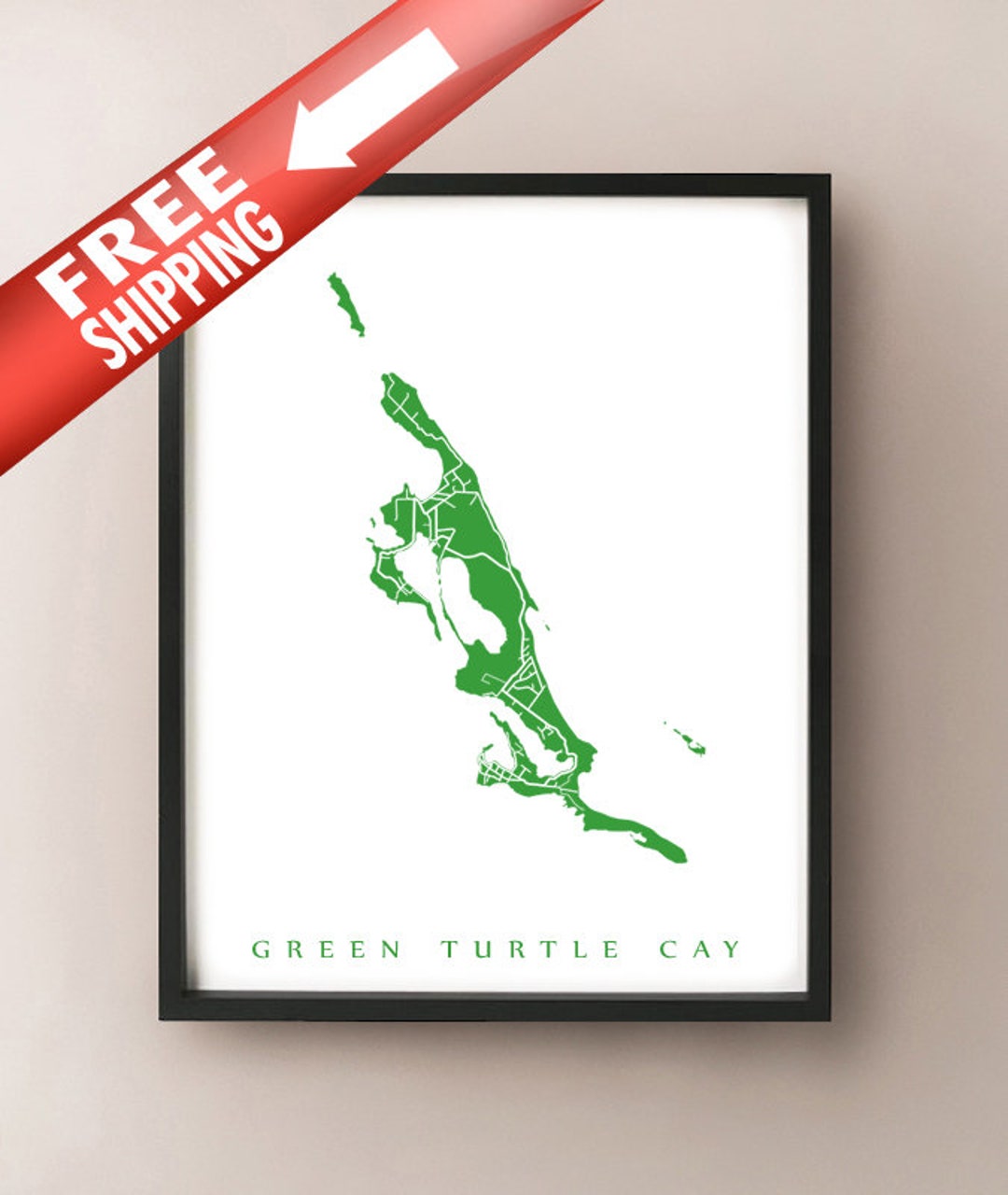 Green Turtle Cay, Bahamas Map Print - Etsy