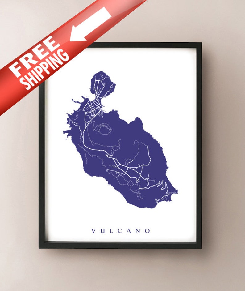 Vulcano Italy Map Print Isola Di Vulcano | Etsy