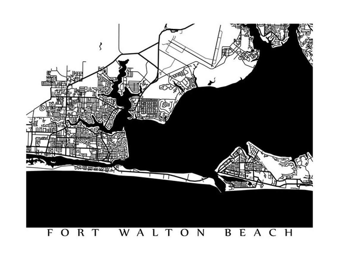 Fort Walton Beach Map Print - Florida Poster - Etsy