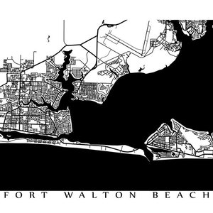 Fort Walton Beach Map Print - Florida Poster - Etsy
