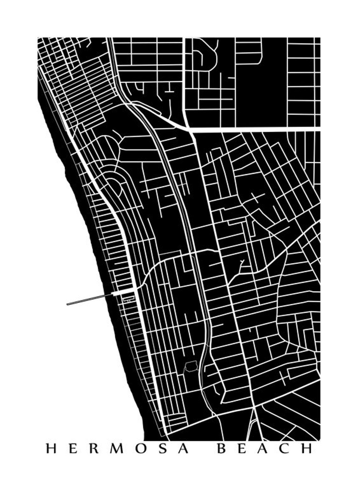 Hermosa Beach Map Print California Poster - Etsy