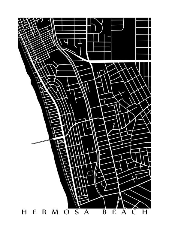 Hermosa Beach Map Print California Poster - Etsy
