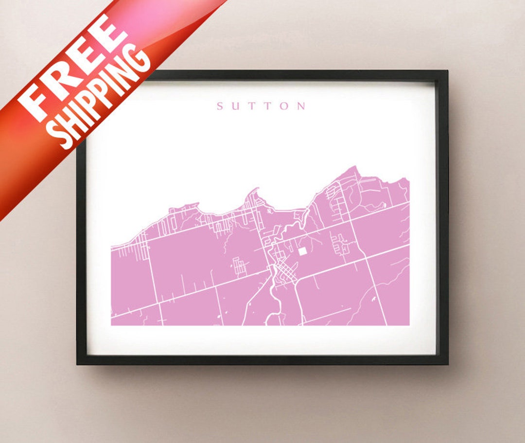 Sutton Map Print - Georgina, Ontario Art Poster - Etsy