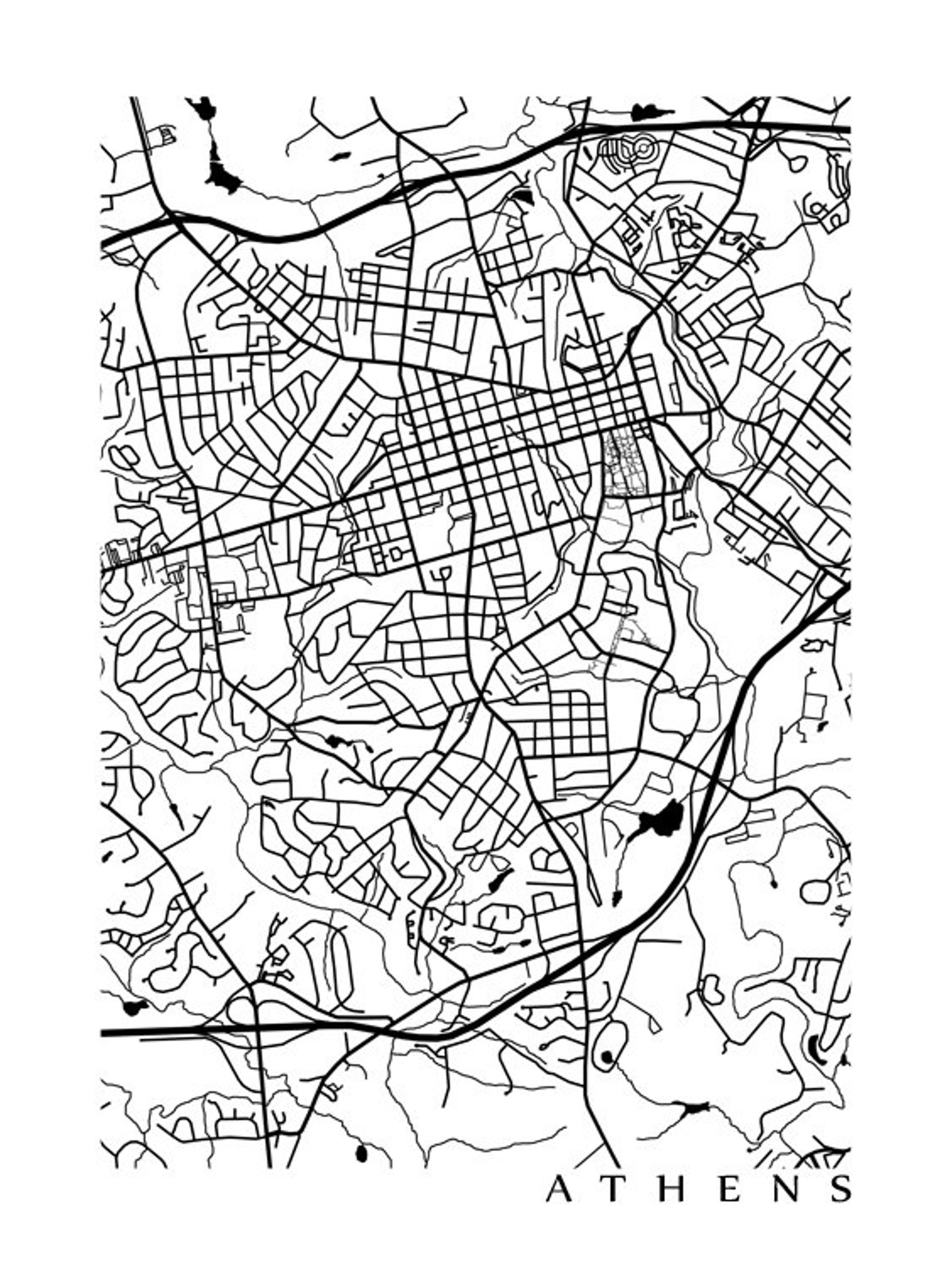 Athens GA Map Print Georgia Poster - Etsy
