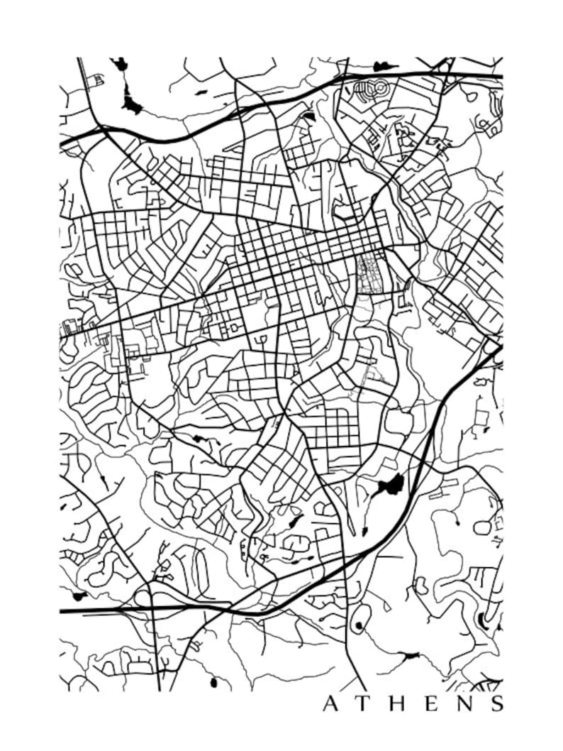 Athens GA Map Print Georgia Poster - Etsy