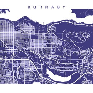 Burnaby Map Print, British Columbia Home Decor - BC Poster - Burnaby BC ...