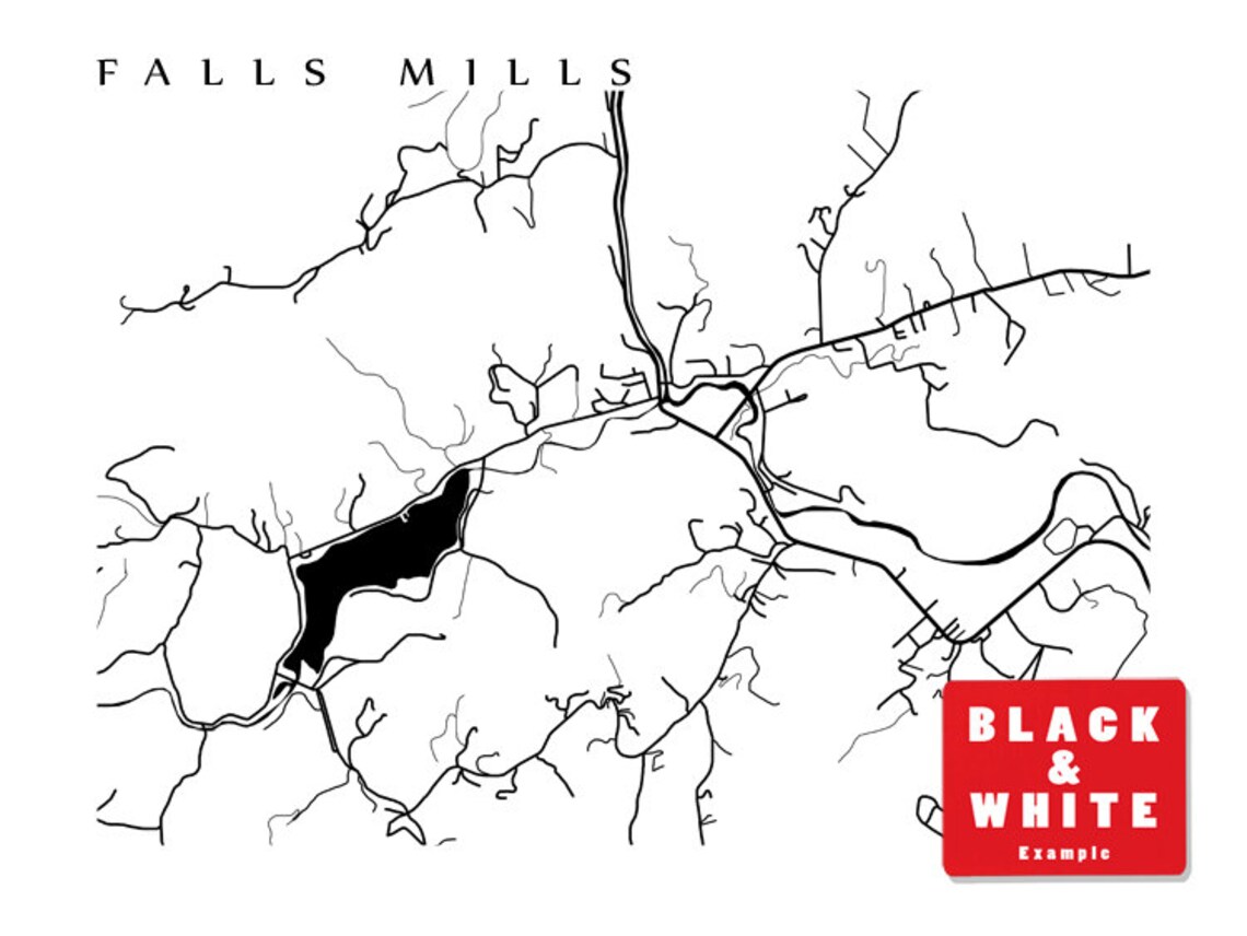 Falls Mills Virginia Map Print | Etsy