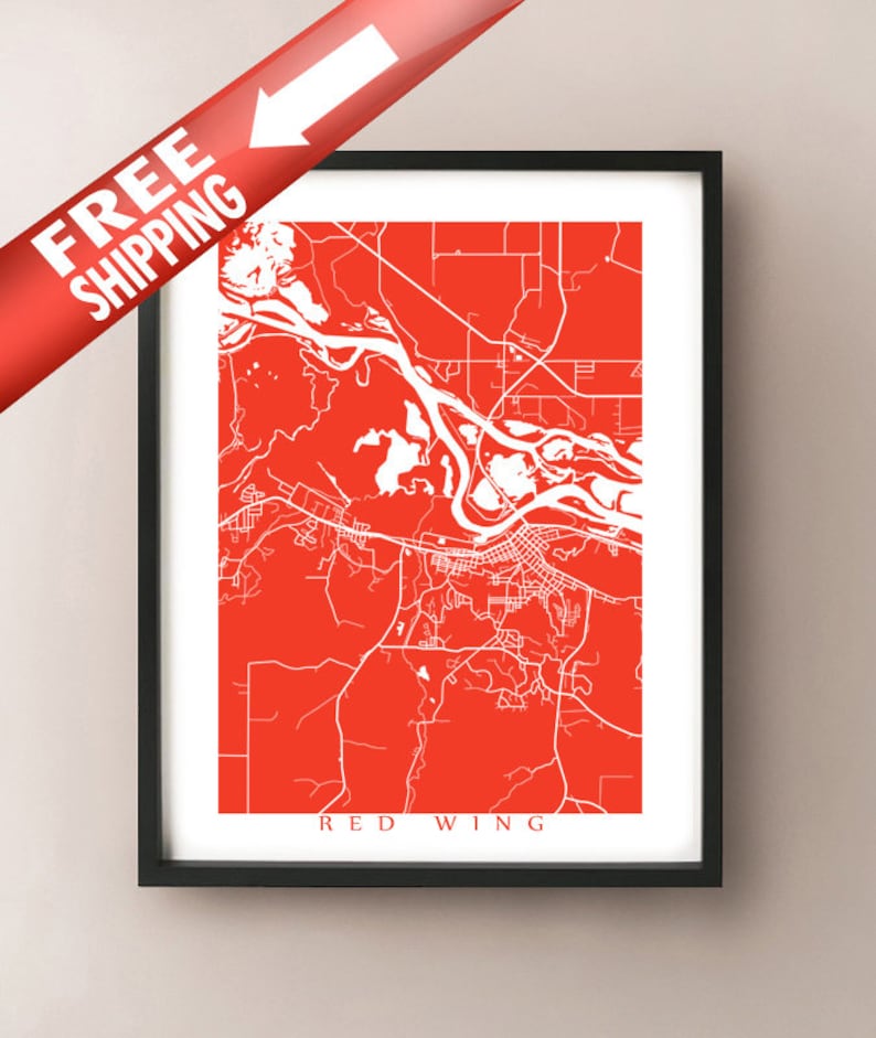 Red Wing MN Map Print Minnesota Poster - Etsy
