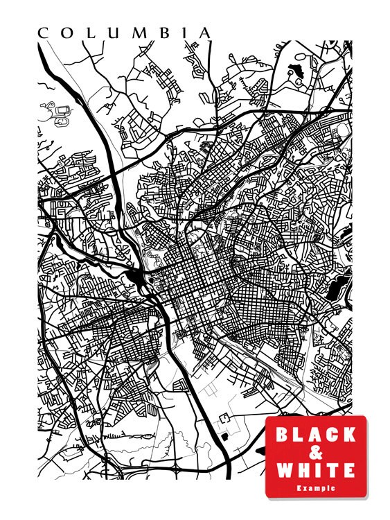 Columbia Map Print South Carolina Poster Art | Etsy