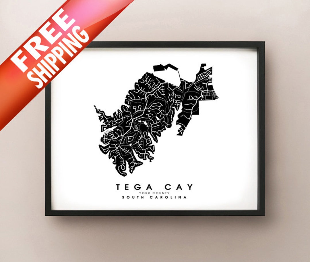 Tega Cay, SC - City Limits Map Print - Etsy