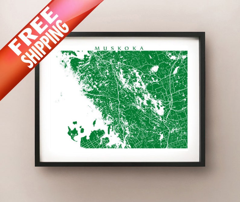 Muskoka Map Muskoka Lakes Ontario Poster Art - Etsy