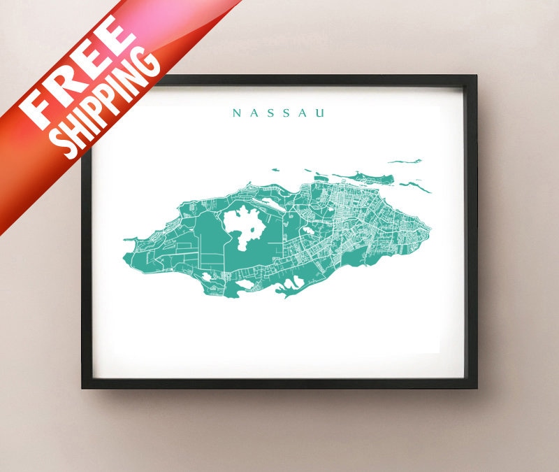 Nassau Bahamas Map Print | Etsy