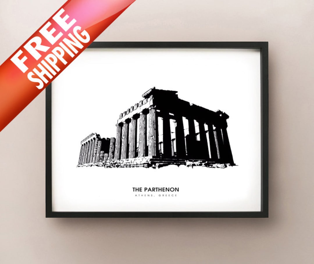 The Parthenon - Ink Drawing Print - Acropolis, Athens - Etsy