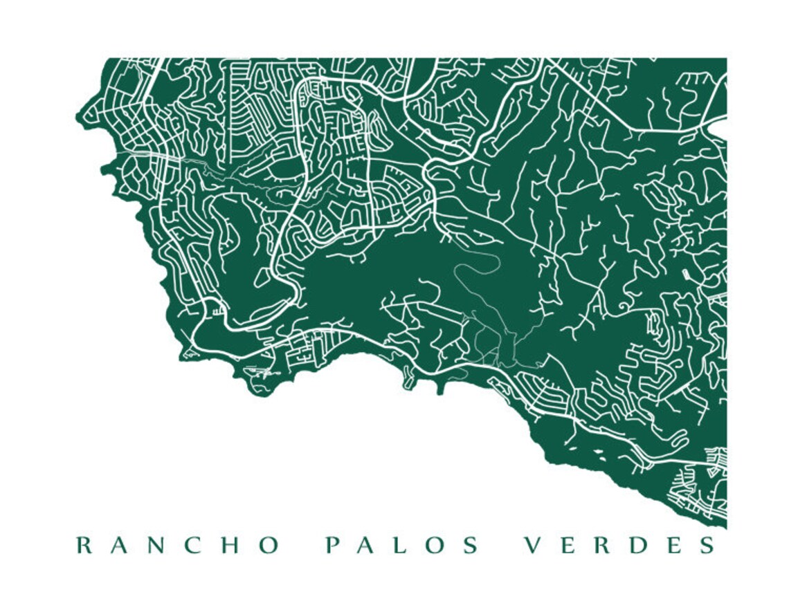Rancho Palos Verdes Map Print - California Art Poster - Etsy