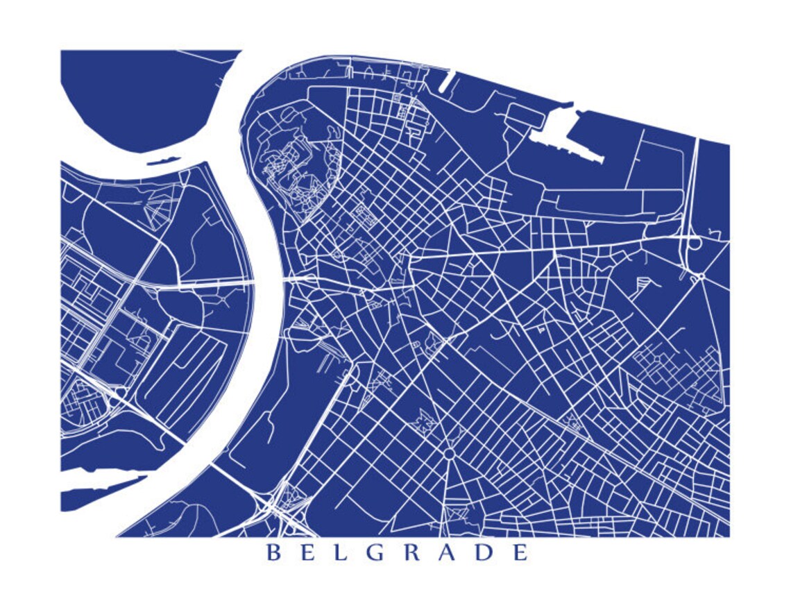 Belgrade Map Serbia Poster - Etsy