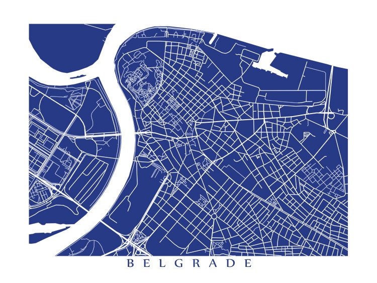 Belgrade Map Serbia Poster - Etsy