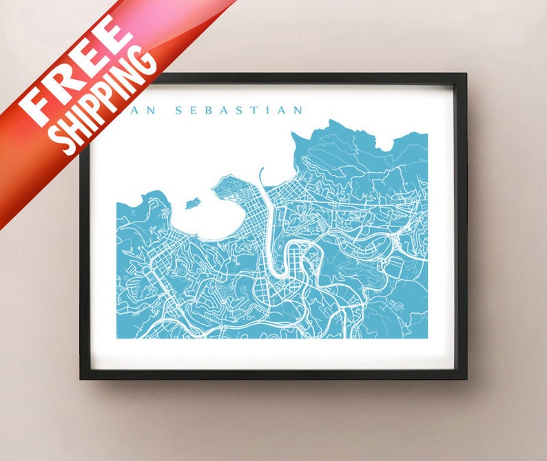 San Sebastian Map - Donostia, Basque County Spain Art Print - Etsy