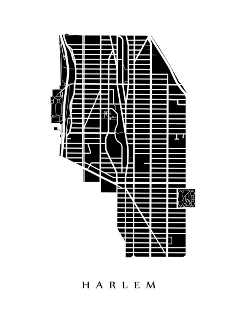 Harlem Map Manhattan NYC Neighborhood Art Print | Etsy
