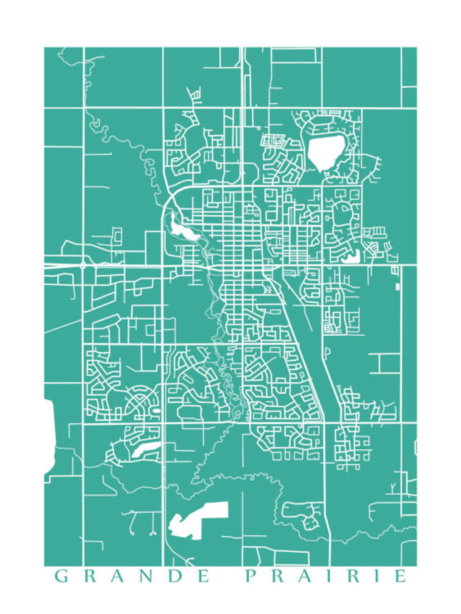 Grande Prairie Map Print Alberta Poster Modern Home Decor - Etsy