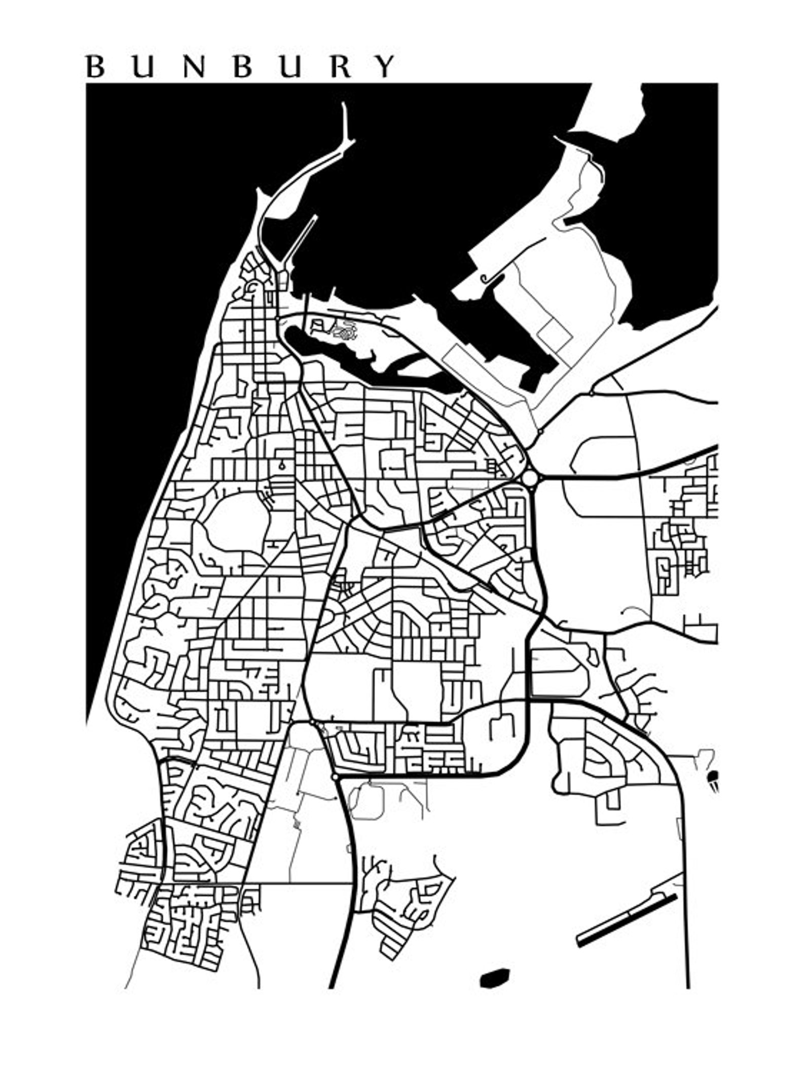 Bunbury Map Australia Print - Etsy