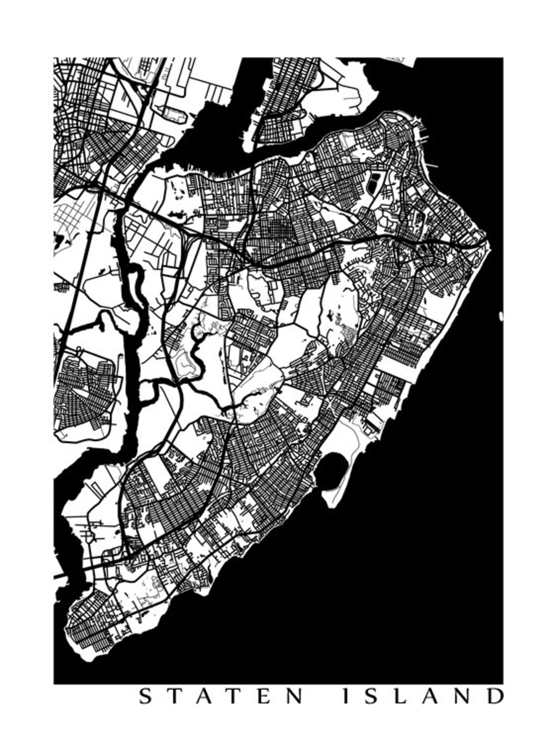 Staten Island Map Print New York Poster - Etsy